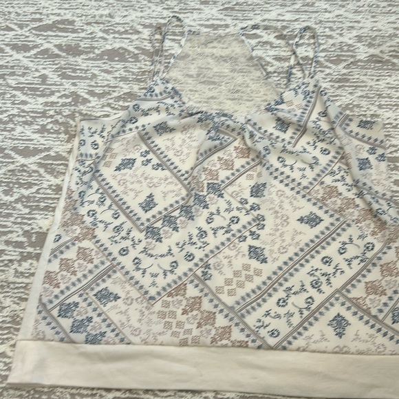 Maurices | Tops | Cream And Blue Laced Back Racer Tank | Poshmark